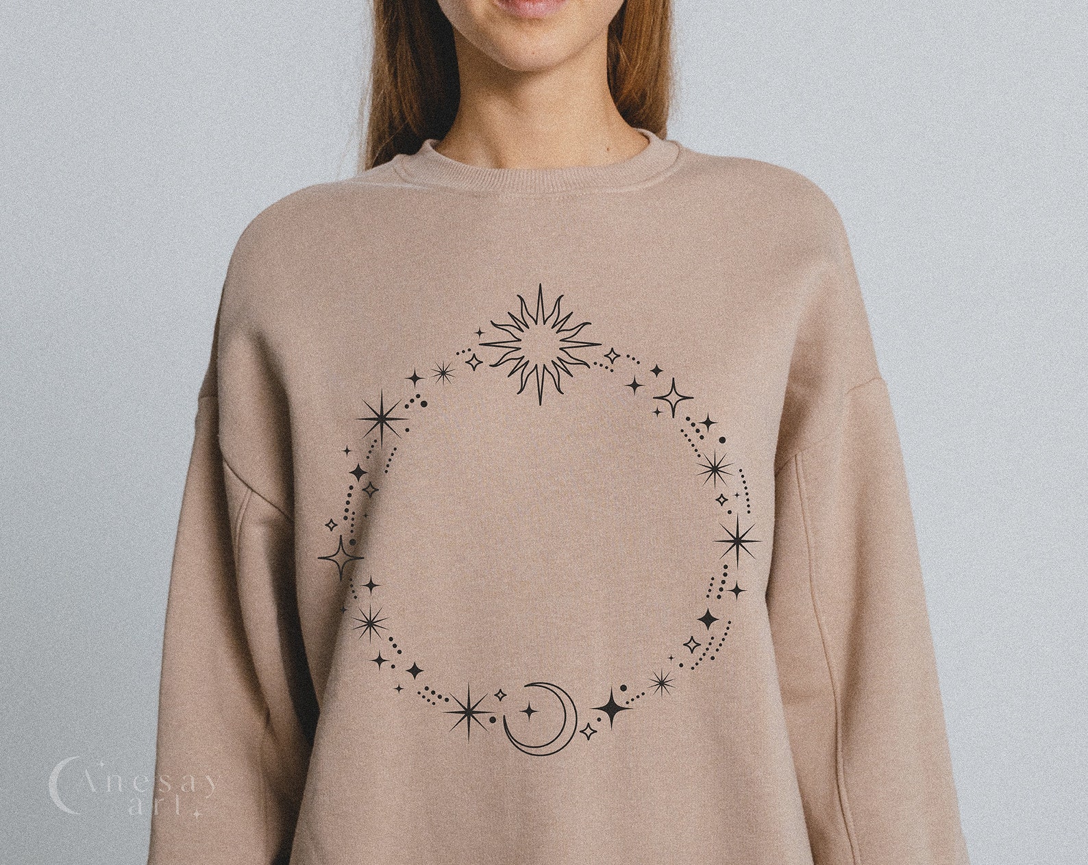 Celestial Circle Frame SVG, Moon and Stars Magical Frame CLIPART ...