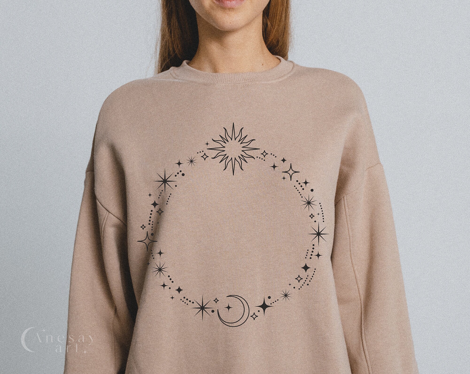 Celestial Circle Frame SVG Moon and Stars Magical Frame - Etsy UK