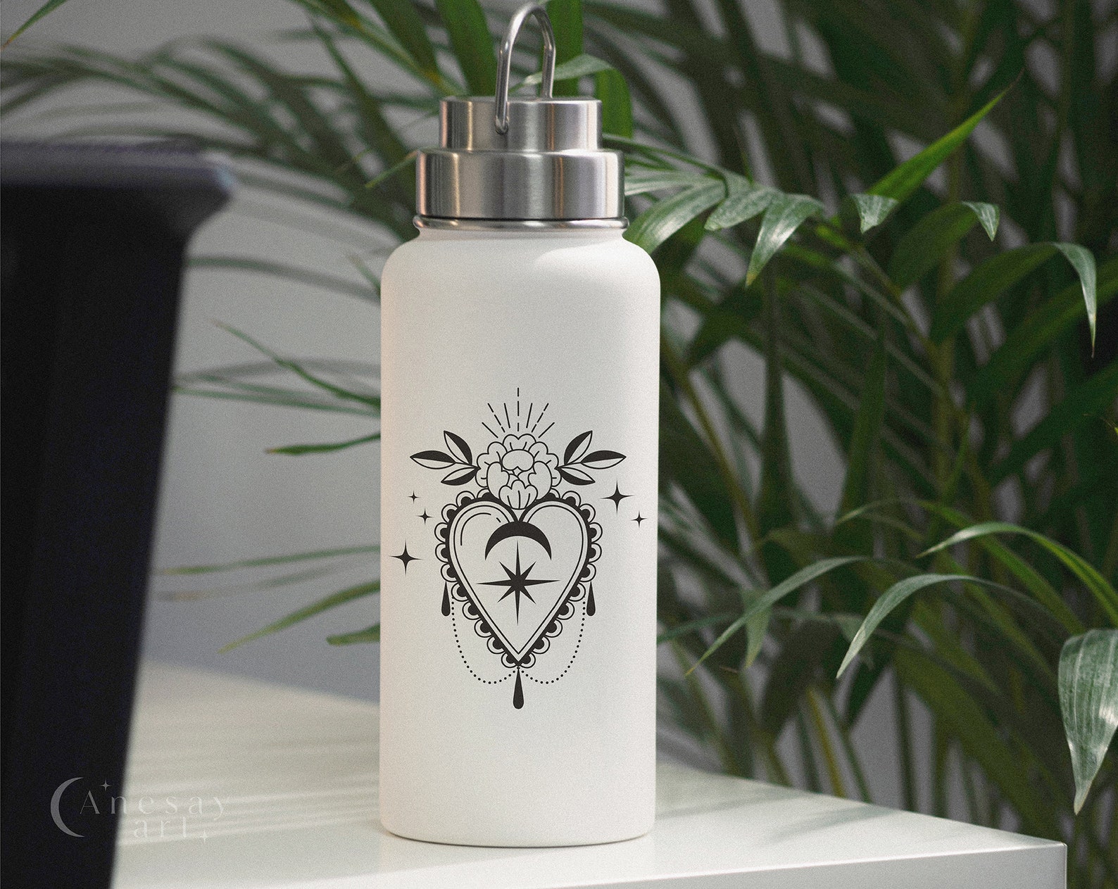 Celestial Heart Clipart Flower Heart Svg File for Cricut Boho - Etsy