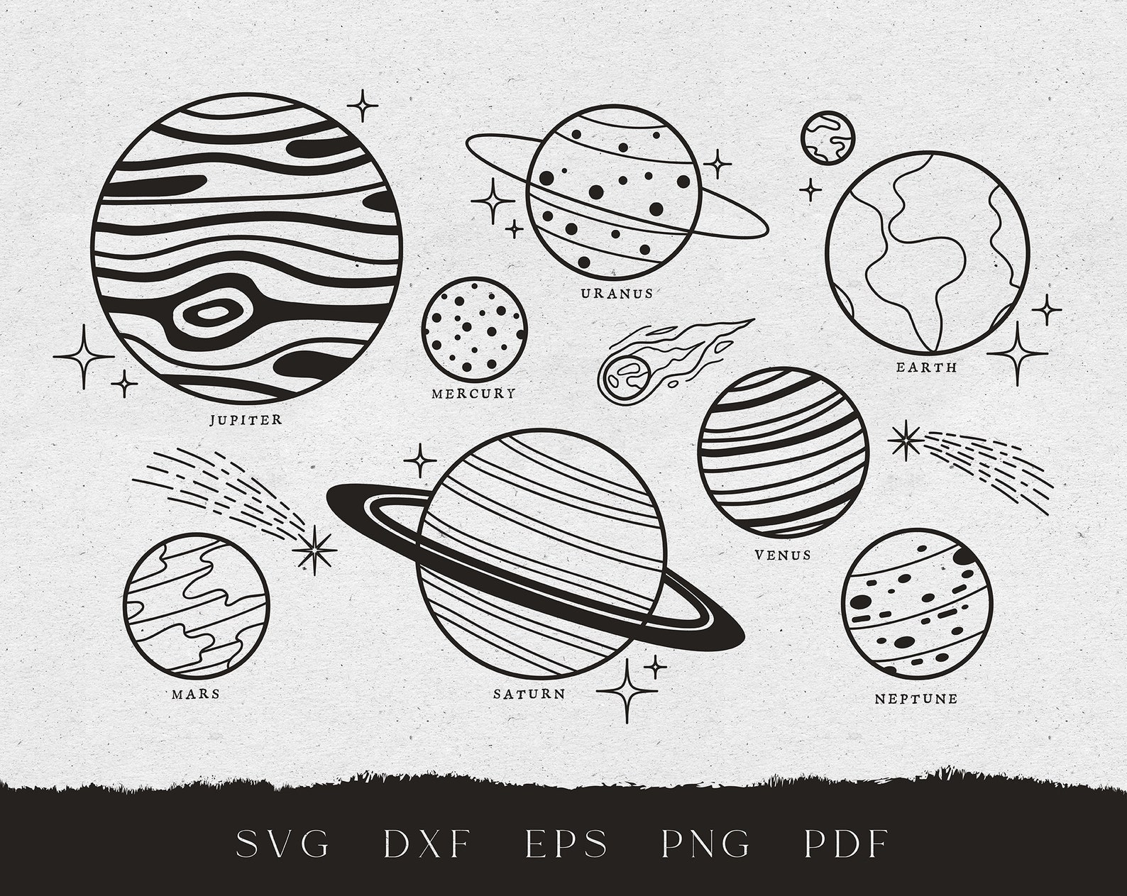 Celestial Planets Svg, Galaxy Planets and Stars Clipart, Space Nursery ...