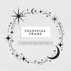 Celestial Circle Frame SVG, Moon and Stars Magical Frame CLIPART ...