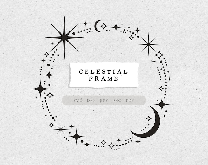Celestial Circle Frame SVG, Star Frame Svg Files for CRICUT, Stars and ...