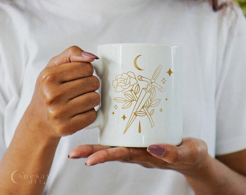 Celestial Dagger With Rose SVG Valentines Day Sword Svg - Etsy