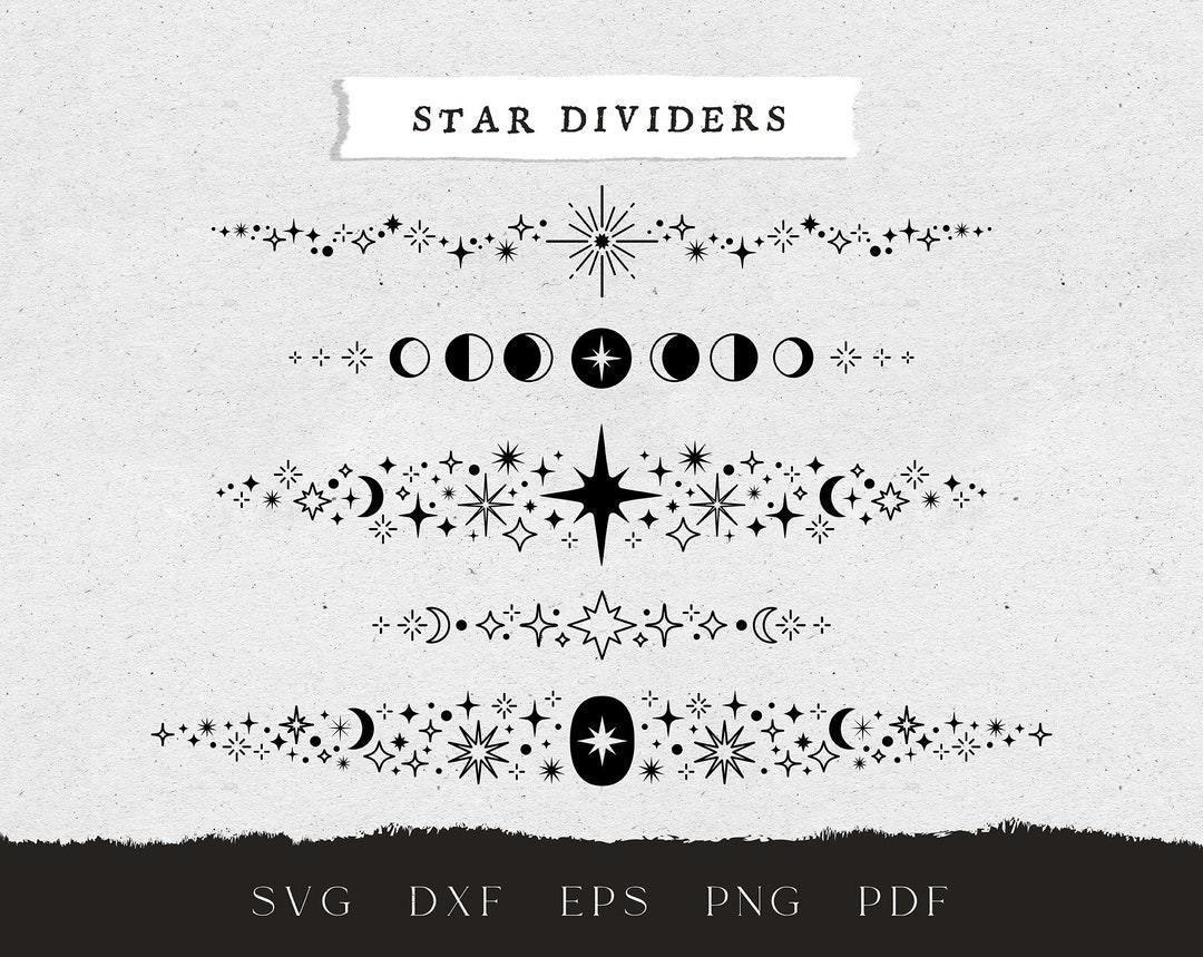 Celestial Divider Frame Svg, Celestial Wedding Printable Clipart, Star ...