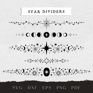 Celestial Divider Frame Svg, Celestial Wedding Printable Clipart, Star ...