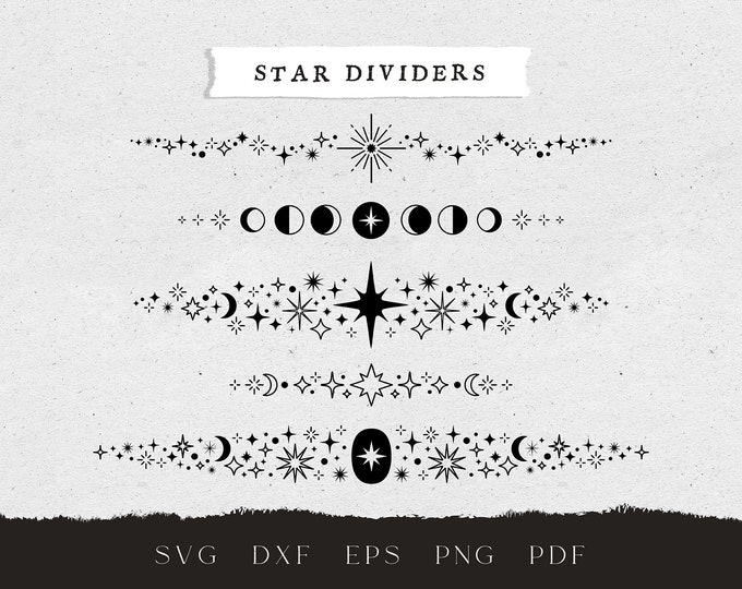 Celestial Divider SVG, Magical Text Divider Cricut, Celestial Wedding ...