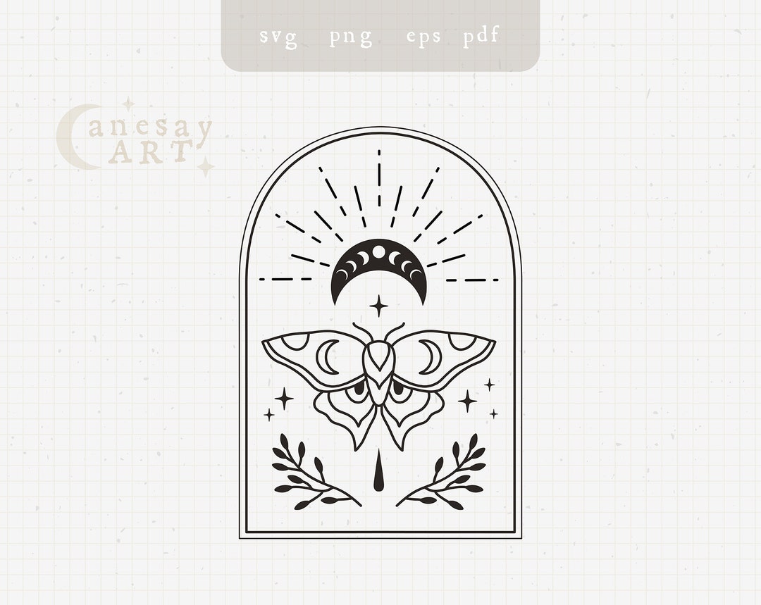 Boho Frame Clipart Celestial Butterfly and Moon Svg Boho Elements ...