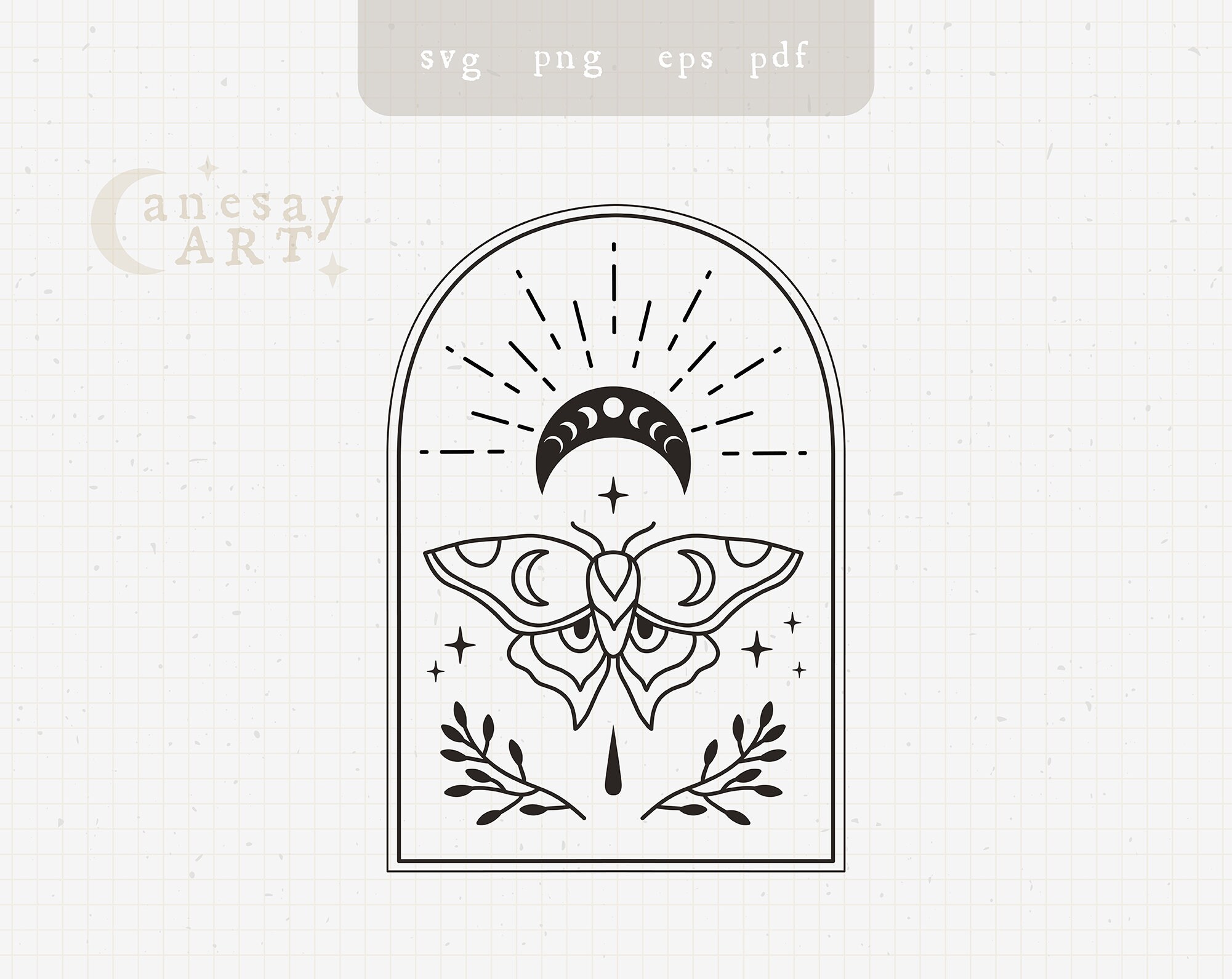 Boho Frame Clipart Celestial Butterfly and Moon Svg Boho - Etsy