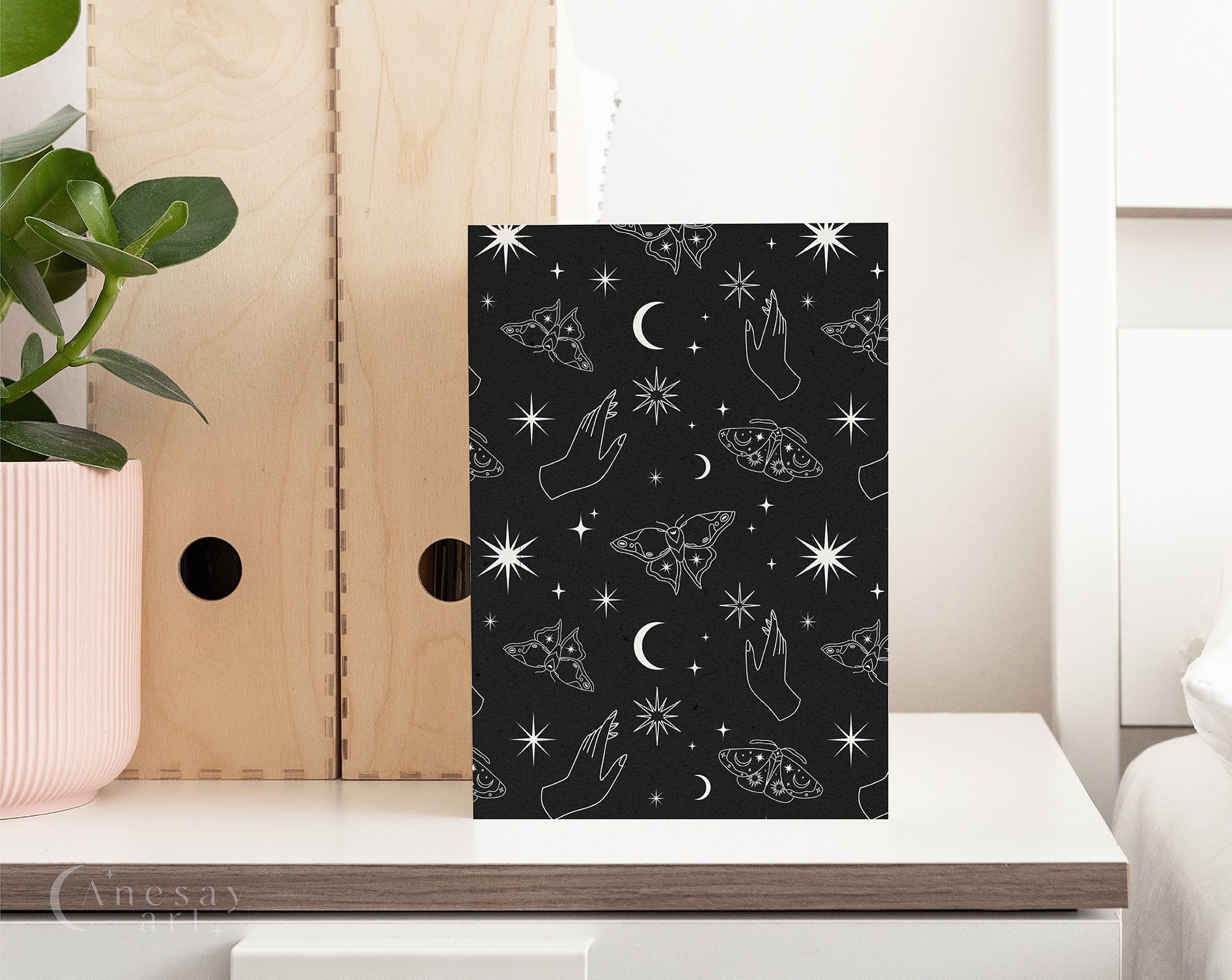 Celestial Digital Paper, Celestial Clipart Seamless Pattern, Moon ...