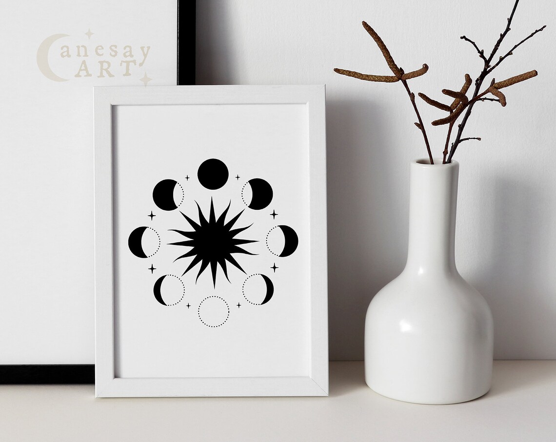 Moon Phases Svg Celestial Wheel of Fortune Sun and Moon Svg - Etsy