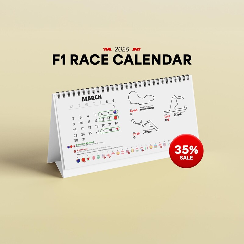 F1 Desk Calendar 2026 - Etsy UK