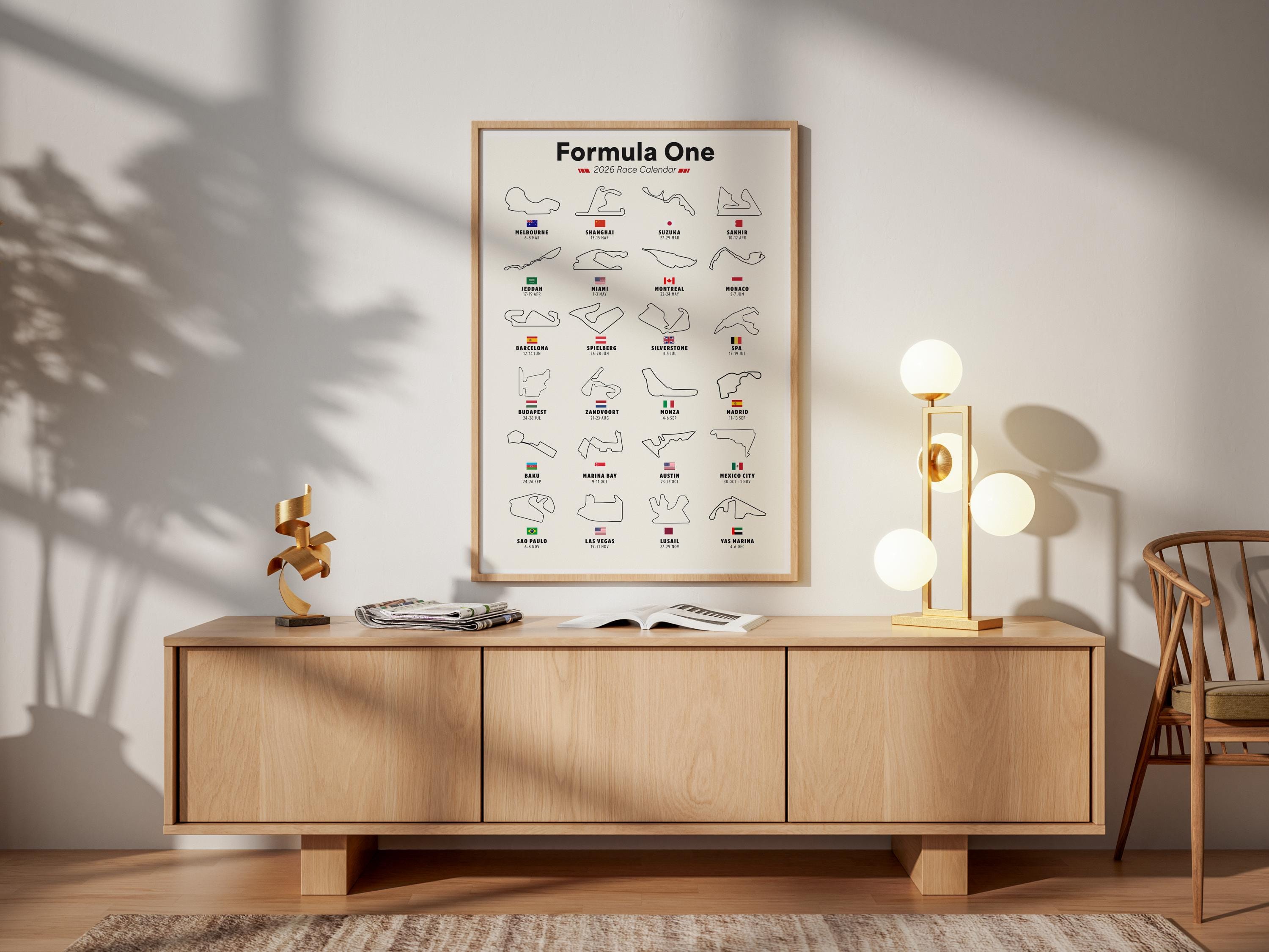 F1 2026 Calendar Print | Formula One Grand Prix Schedule Poster A3/A4 ...