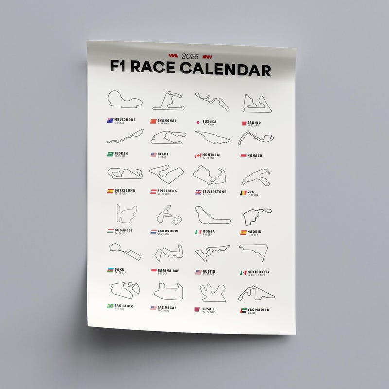 2026 F1 Wall Poster - Etsy UK