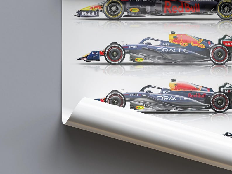 Max Verstappen World Championship Winning Cars F1 Poster A3/A4 - Etsy