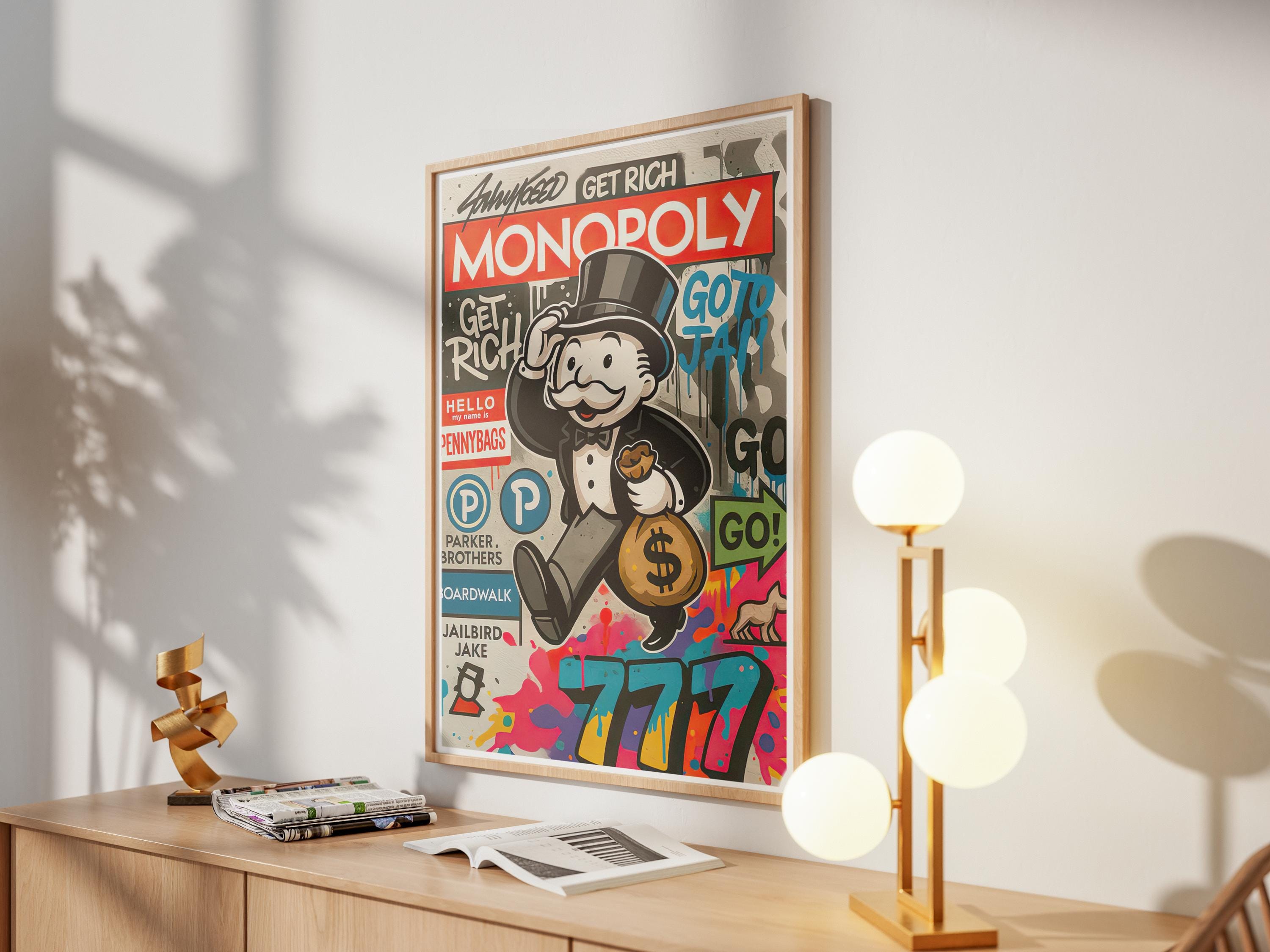 Monopoly Pop Art Poster: Mr. Monopoly Graffiti, Lucky Seven Print ...