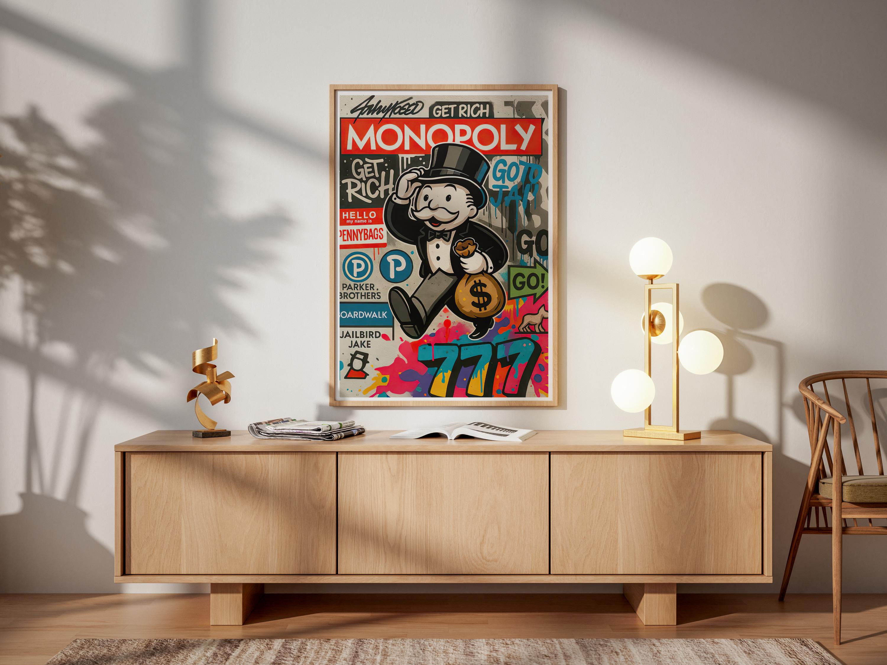 Monopoly Pop Art Poster: Mr. Monopoly Graffiti, Lucky Seven Print ...