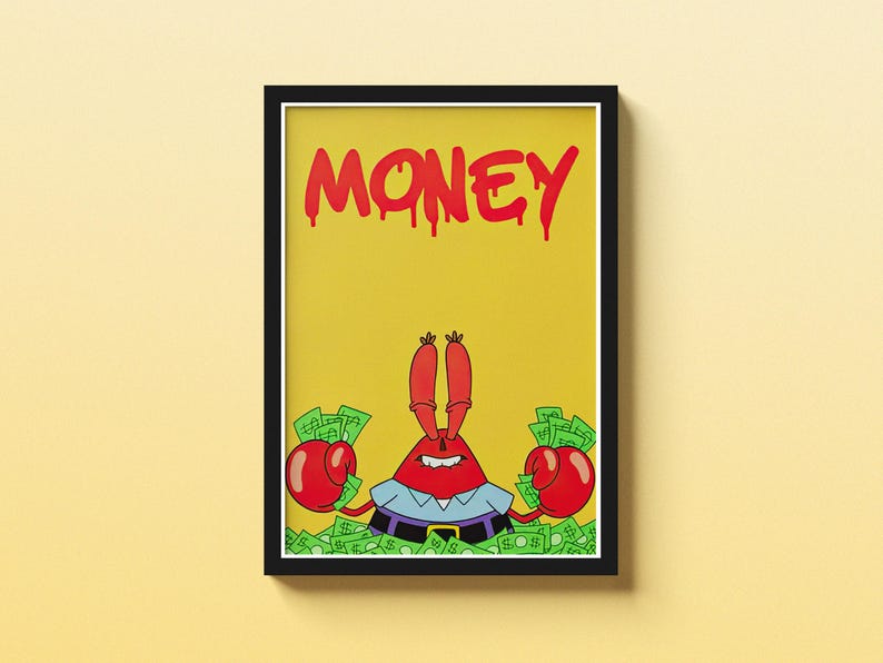 Mr. Krabs Money Poster | Funny Cartoon Art Print - Etsy UK