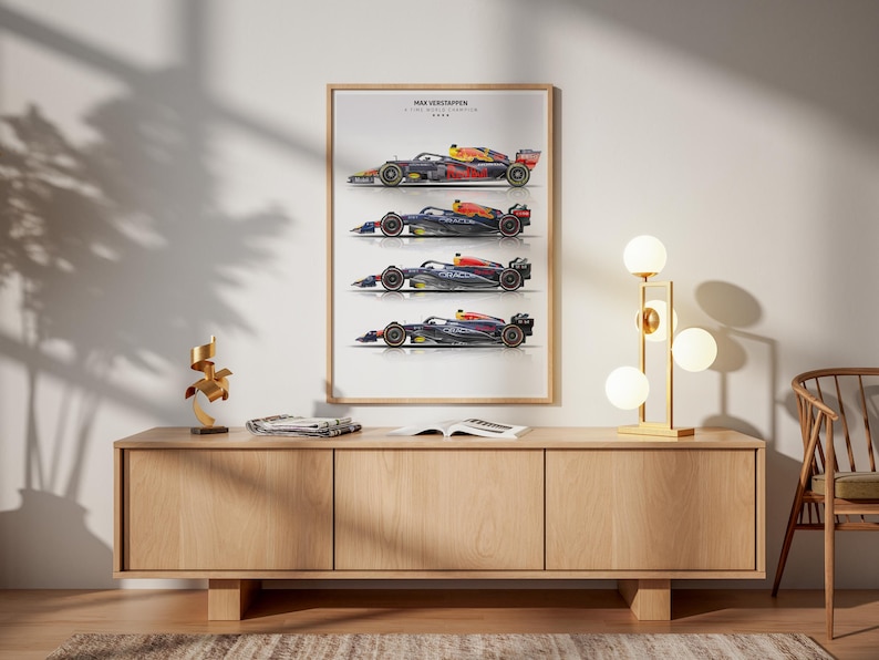 Max Verstappen World Championship Winning Cars F1 Poster A3/A4 - Etsy