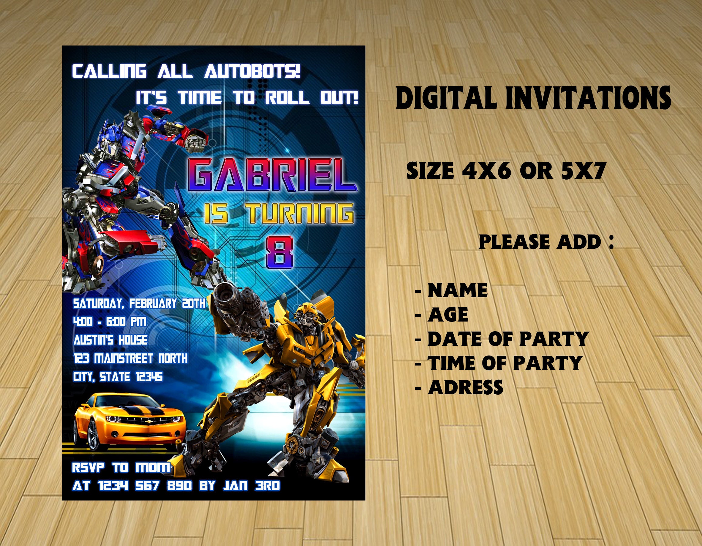 Invitación Transformers Cumpleaños de Transformers Fiesta | Etsy