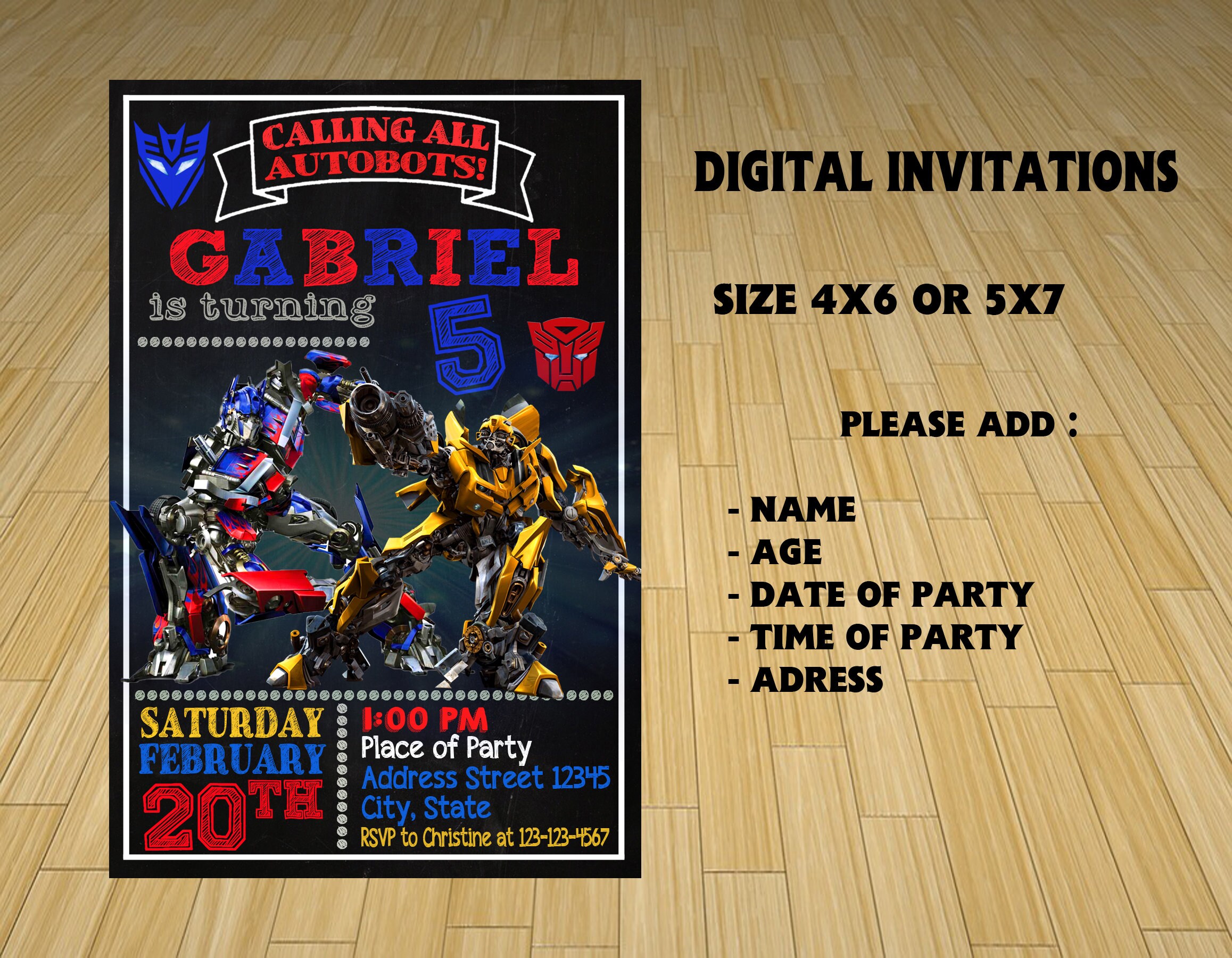 Transformers Invitation Transformers Birthday Transformers | Etsy