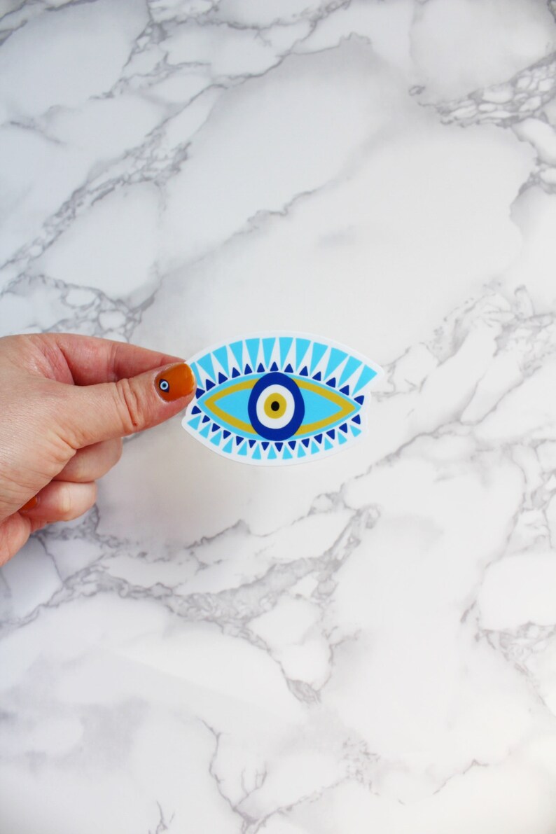 Hues of Blue Evil Eye nazar Vinyl Waterproof Sticker Water - Etsy