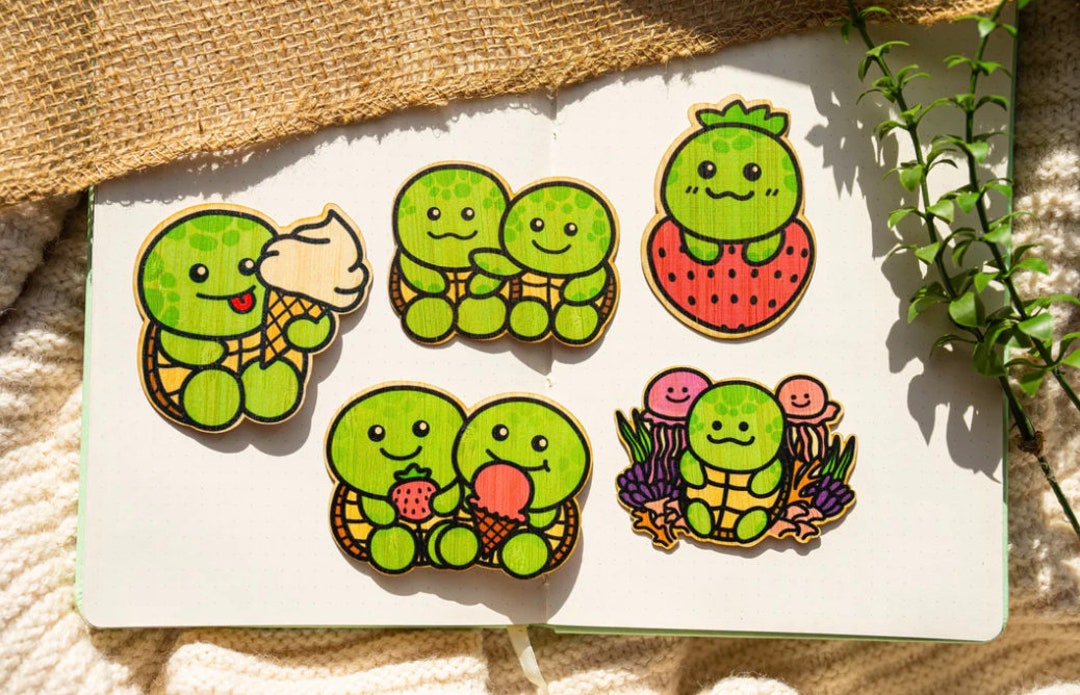 Turtle Bamboo Sticker Set - Etsy