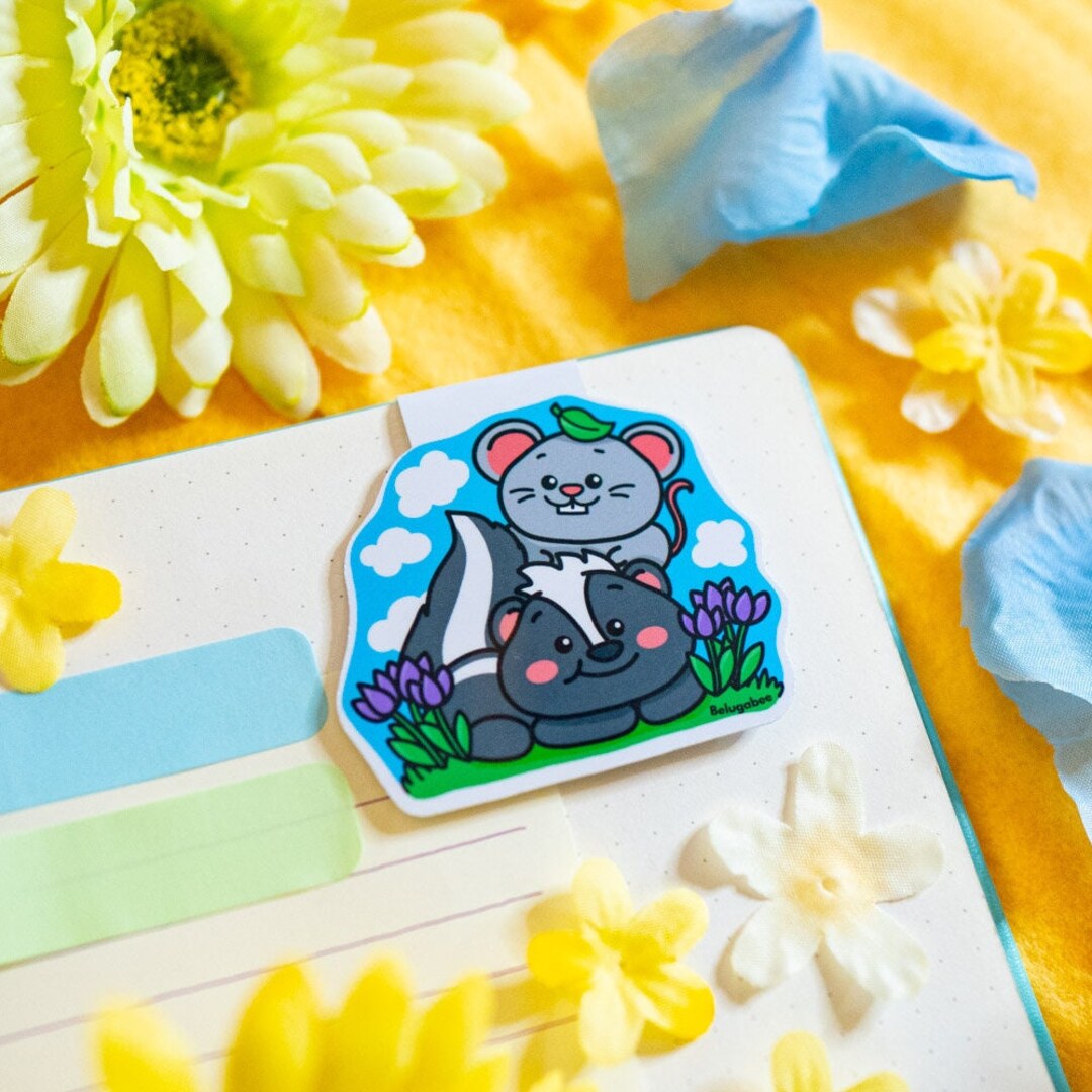 Skunk and Mouse Magnetic Bookmark I Cute Spring Animal Bookmark - Etsy