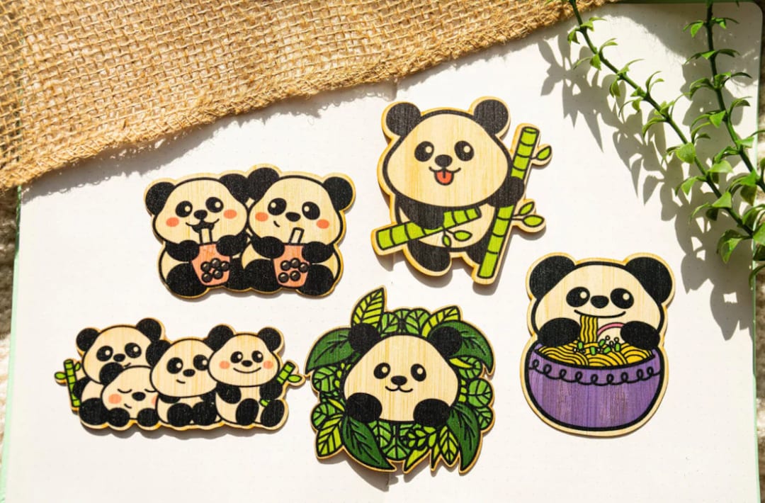 Panda Ecofriendly Bamboo Stickers I Cute Panda Stationery for Journals ...