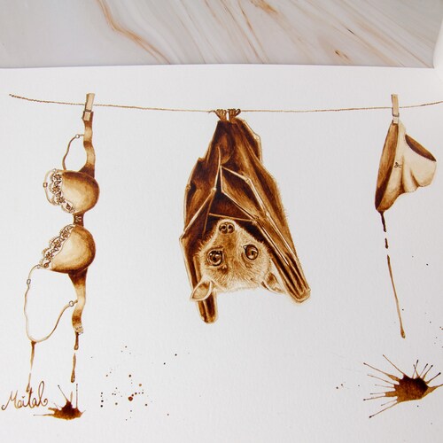 Bat Art Laundry Room Decor Coffee Painting Bat Poster - Etsy