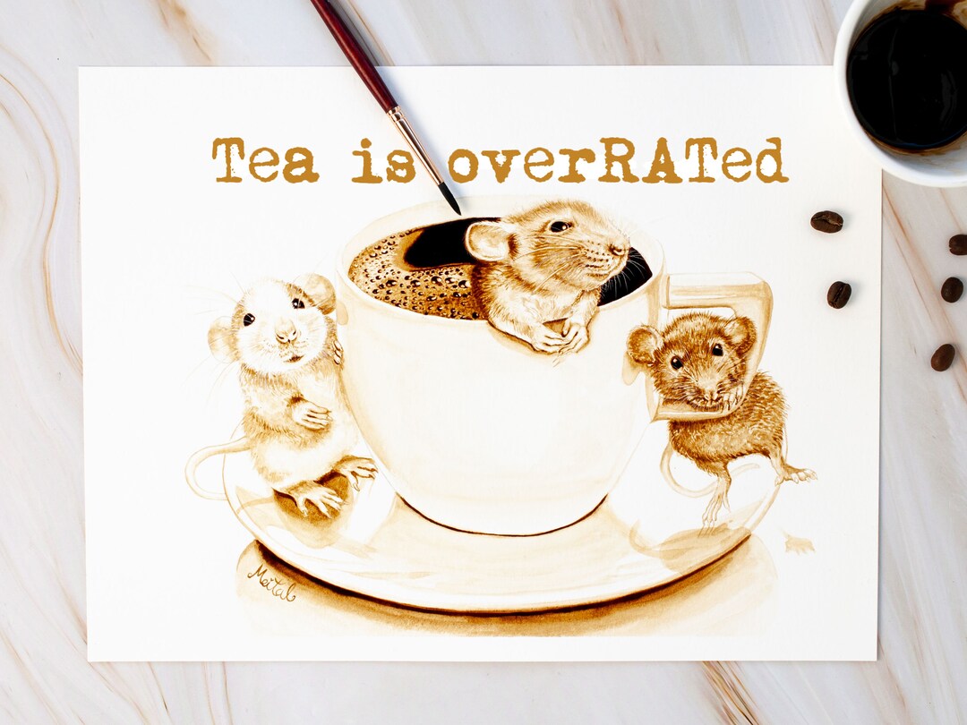 Rat Gifts, Rat Art, Tea Poster, Rat Painting, Kitchen Wall Decor, Funny ...