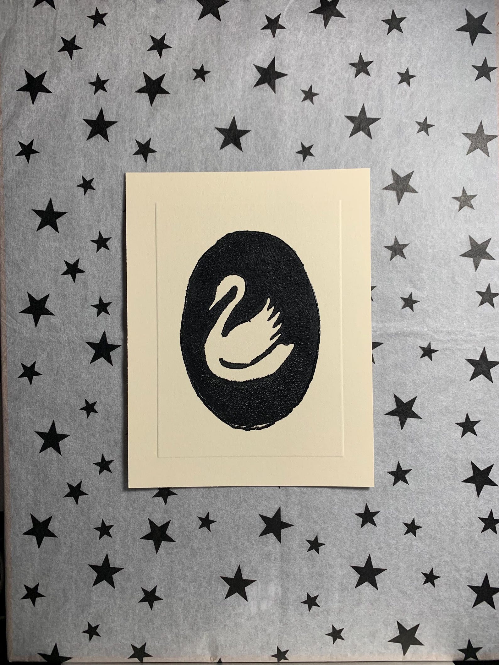 333 Star Art Linocut Swan Print - Etsy