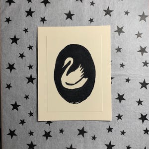 333 Star Art Linocut Swan Print - Etsy