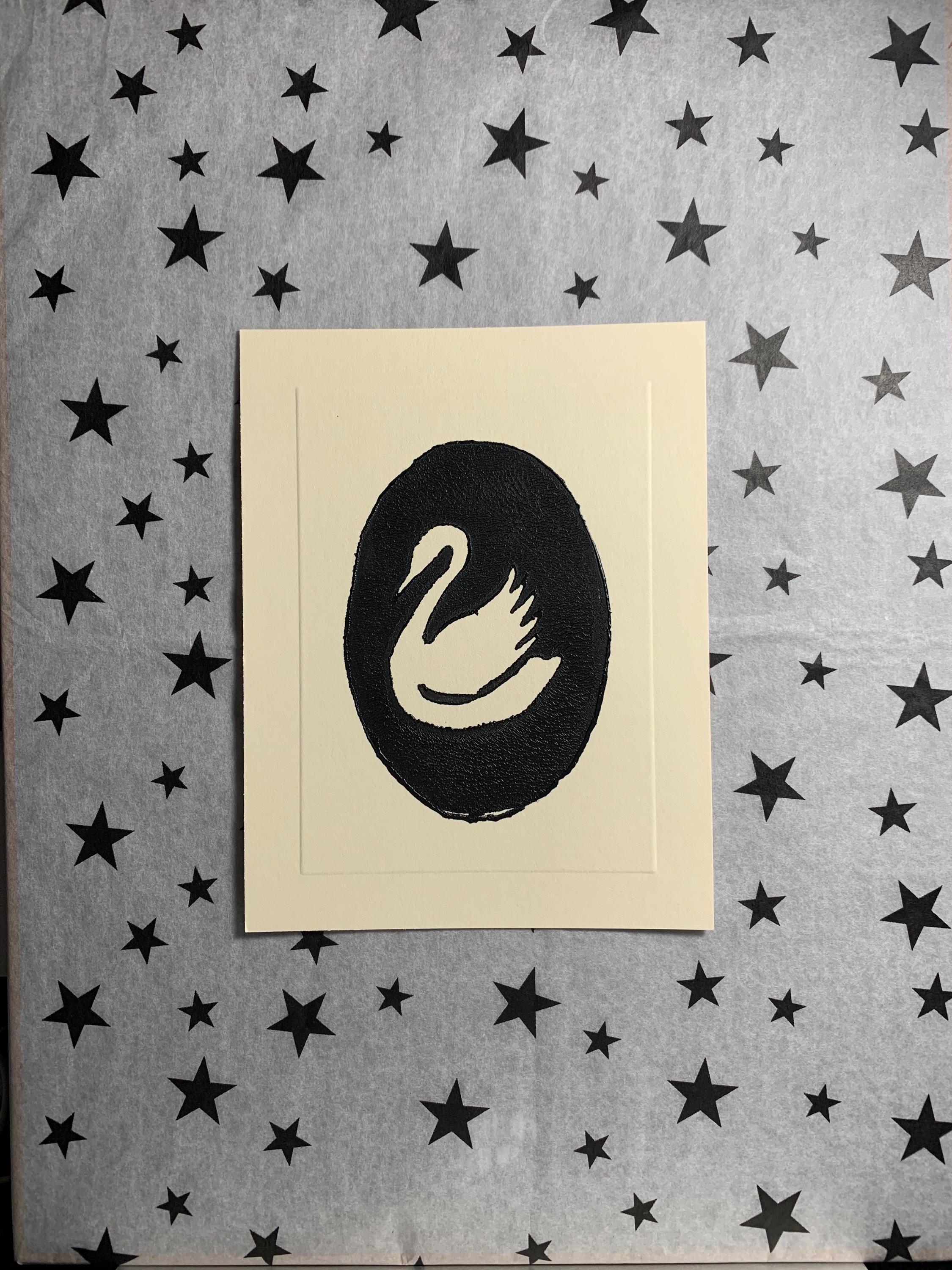 333 Star Art Linocut Swan Print - Etsy