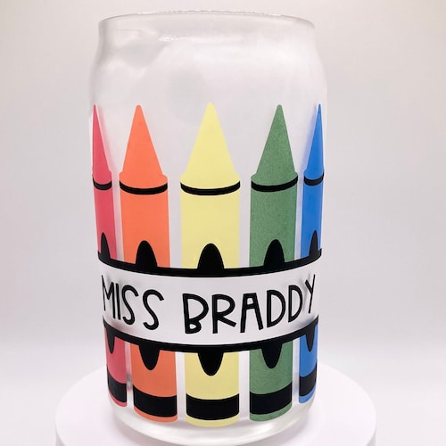 Color Changing Teacher Crayon With Name 16 Oz Beer Glass Can - Etsy