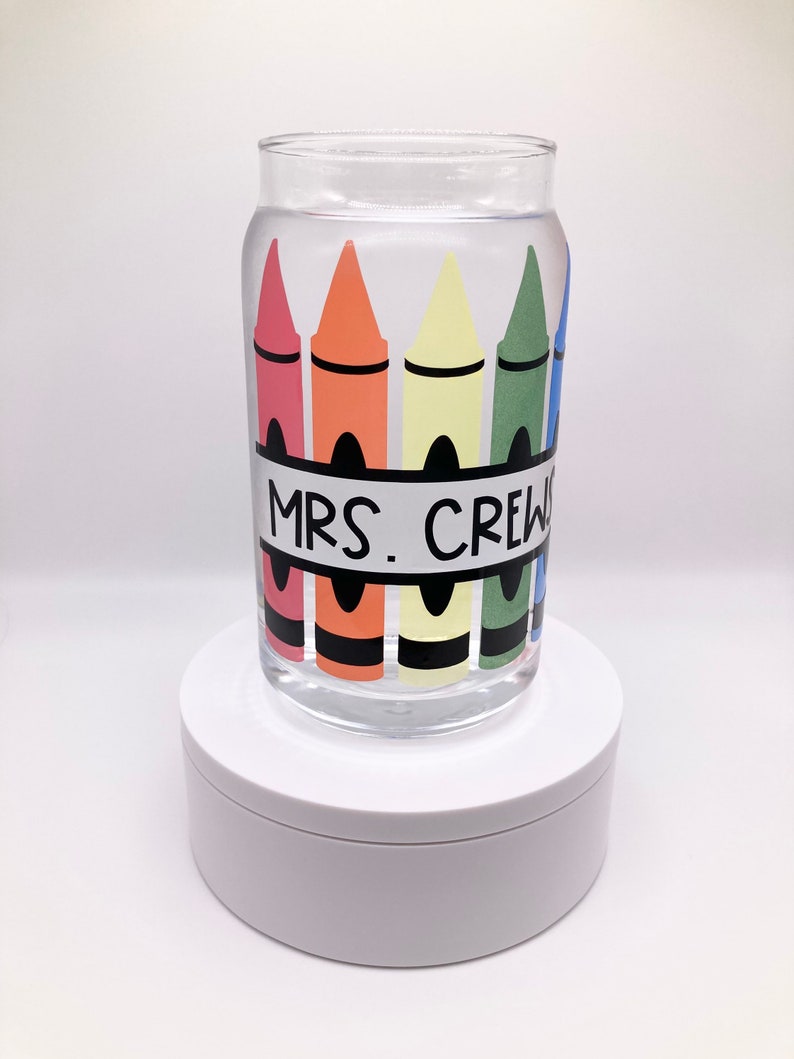 Color Changing Teacher Crayon With Name 16 Oz Beer Glass Can | Etsy