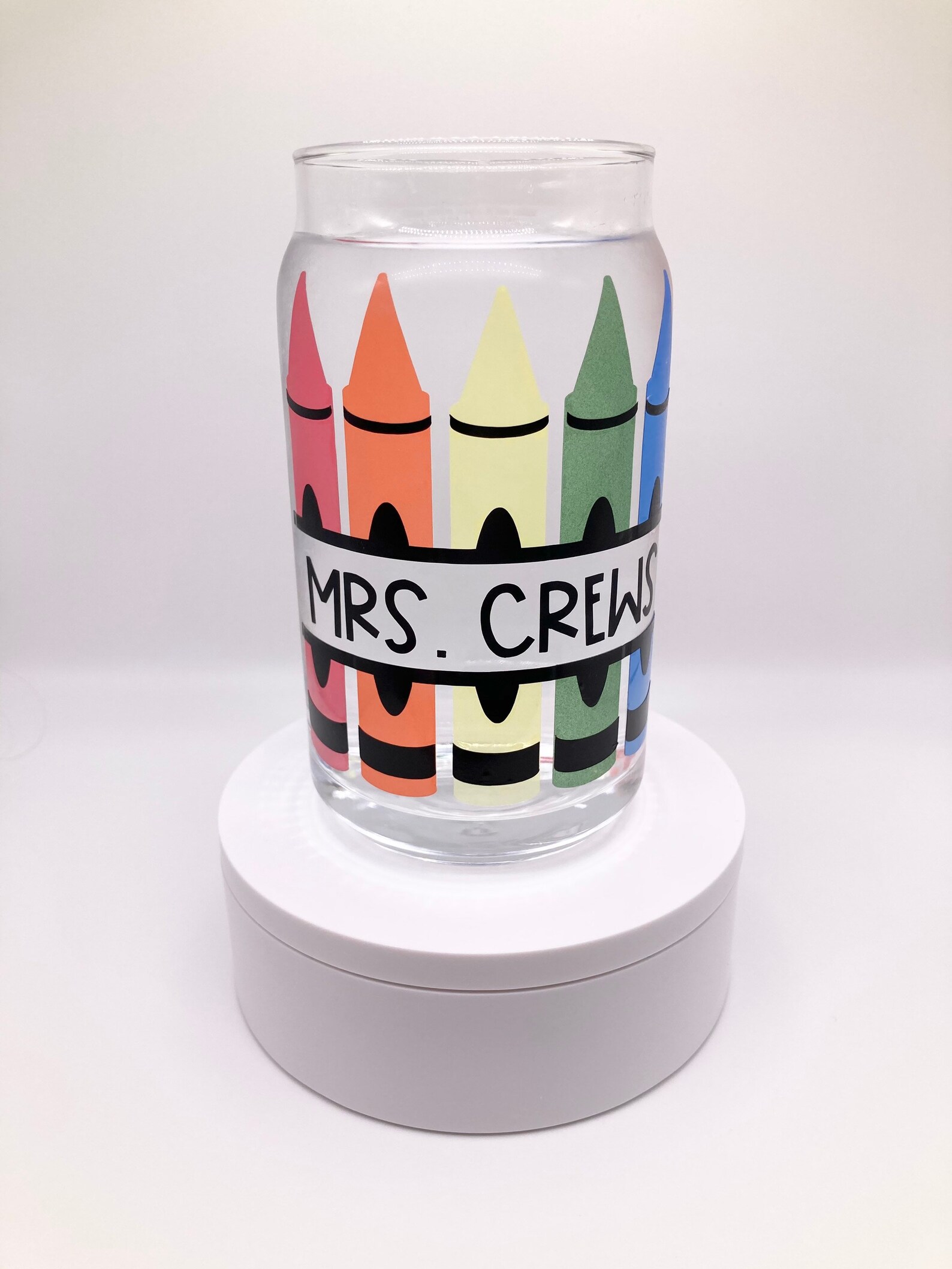 Color Changing Teacher Crayon With Name 16 Oz Beer Glass Can | Etsy