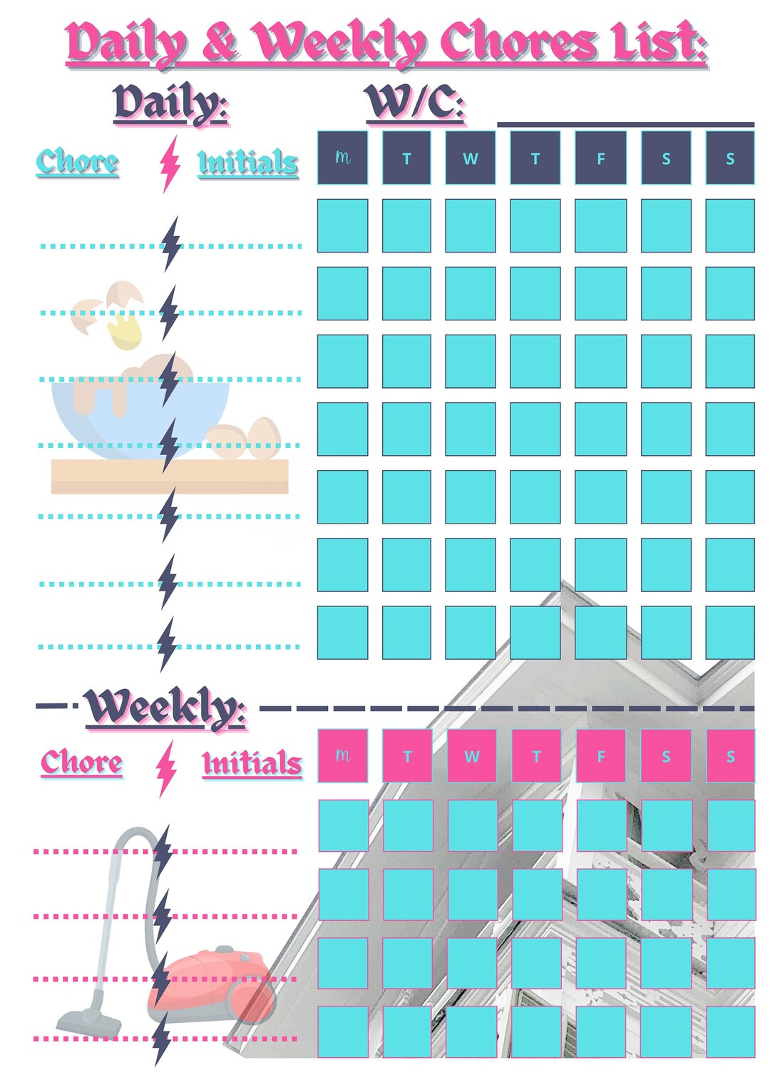 Daily & Weekly Chores Chart Download - Etsy