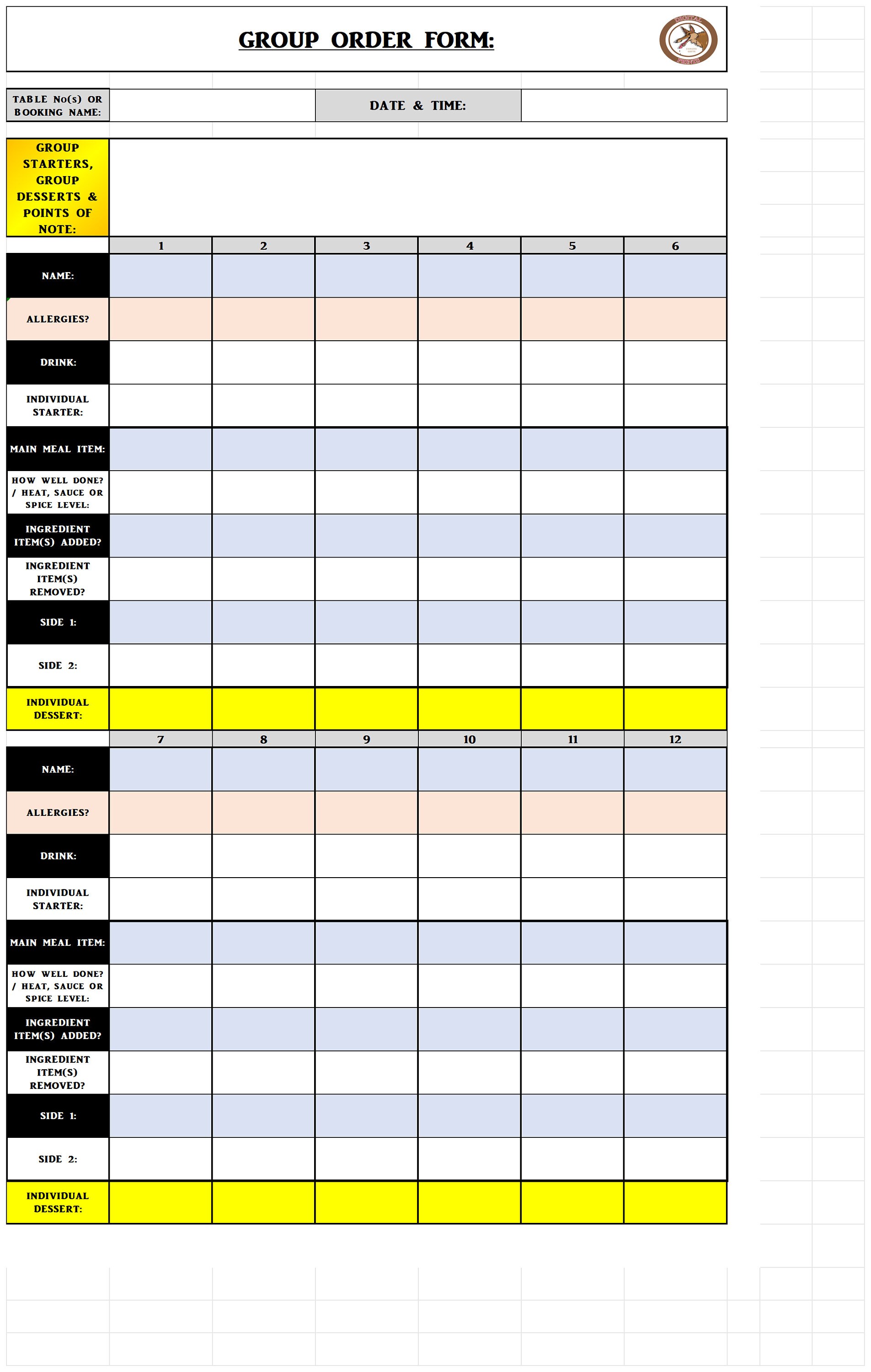 Editable Group Booking Form Instant Digital Download - Etsy