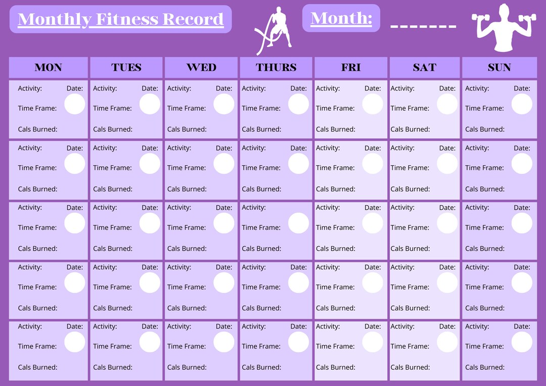 Monthly Fitness Tracker - Etsy