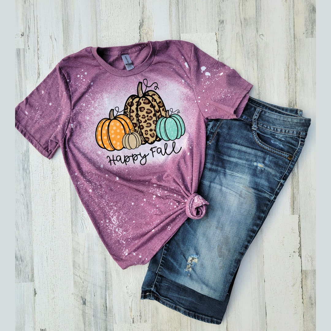 Bleached Happy Fall Tshirt, Woman Fall Shirt, Shirt for Fall, Halloween ...