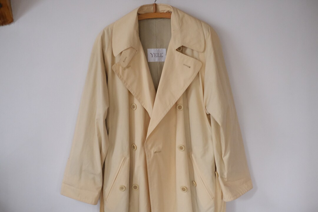 Vintage Cotton Oversized Trench Coat Cream Duster Coat - Etsy