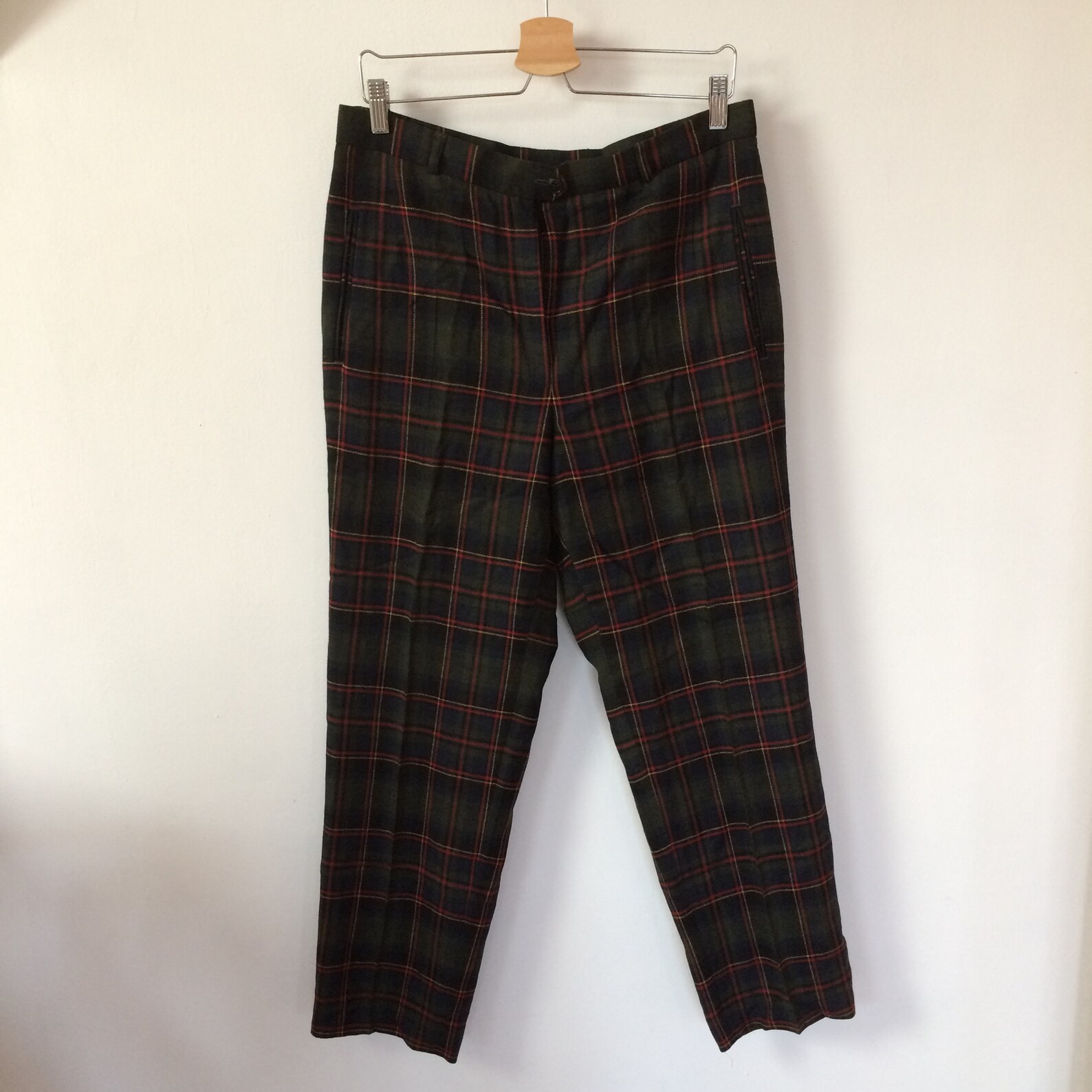 Vintage Wool High Waist Checked Pants - Etsy