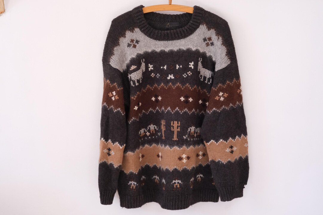 Vintage Knitted Alpaca Sweater Peruvian Pullover - Etsy