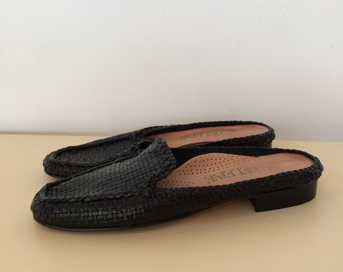 Vintage Real Leather Woven Slippers Mules Size Eu 37 US 6.5 - Etsy