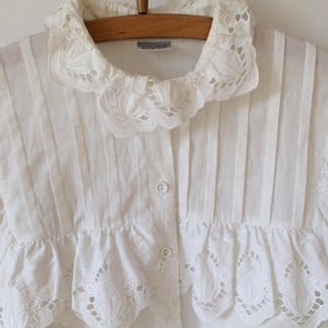 Vintage White Cotton Frilly Brodery Blouse Shirt - Etsy