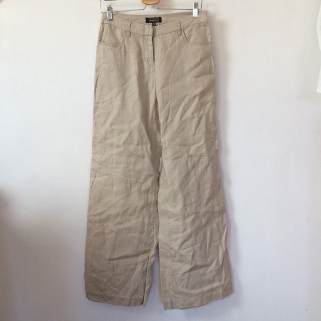 Vintage Leinen Beige Hose Damen Hose - Etsy.de
