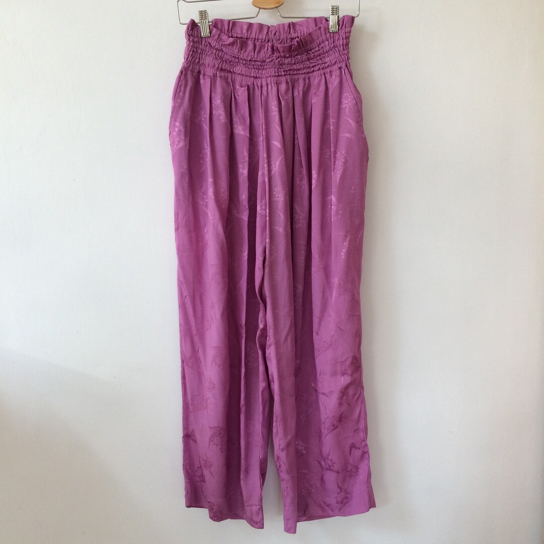 Vintage Fuchsia High Waisted Shiny Pants Joggers - Etsy