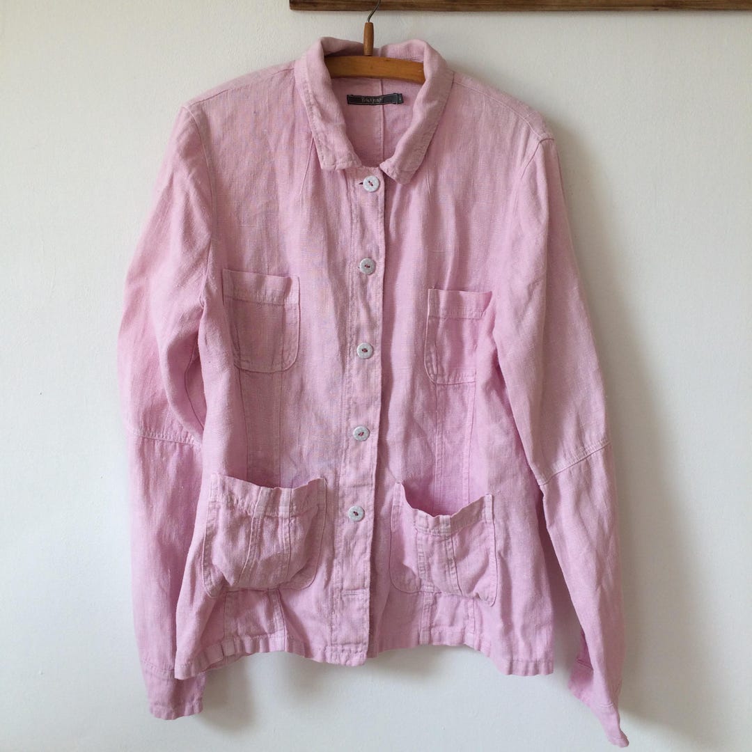Vintage Pink Linen Jacket - Etsy