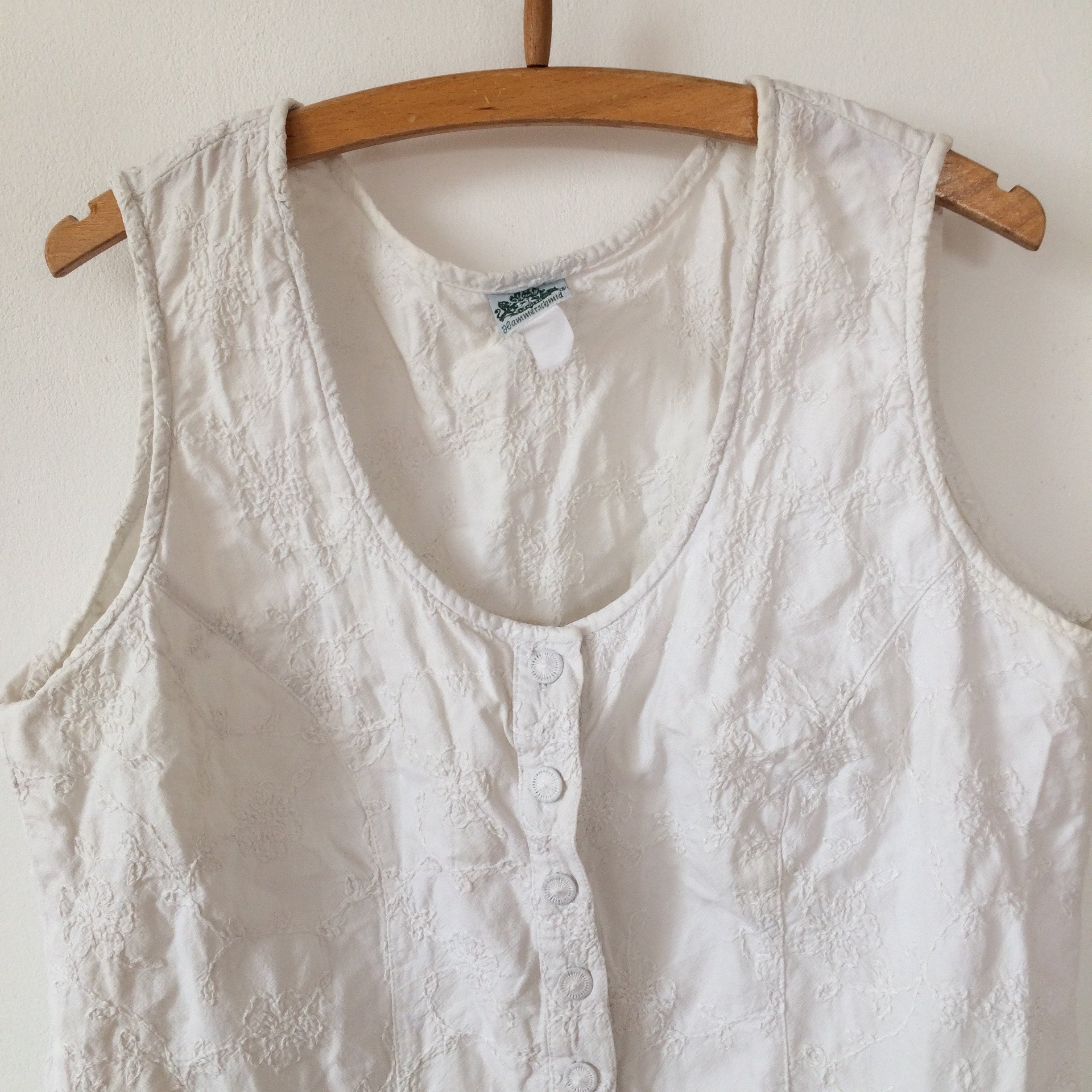 Vintage White Cotton Embroidery TOP Tank Top Blouse - Etsy
