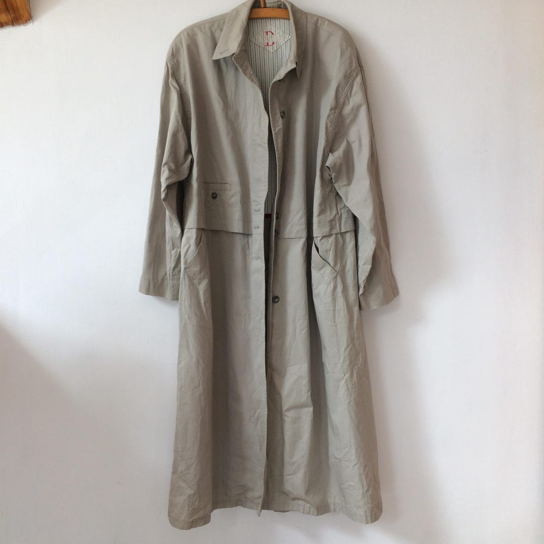 Vintage Grey Cotton Trench Coat Duster Coat - Etsy